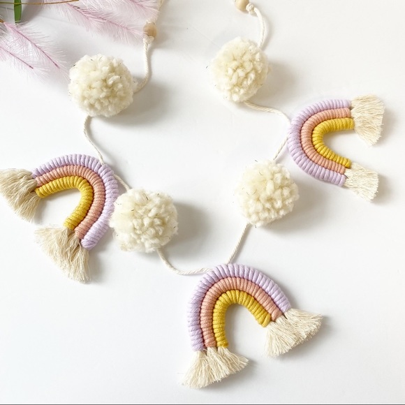 Handmade | Party Supplies | Macrame Rainbow Garland Baby Shower Garland ...